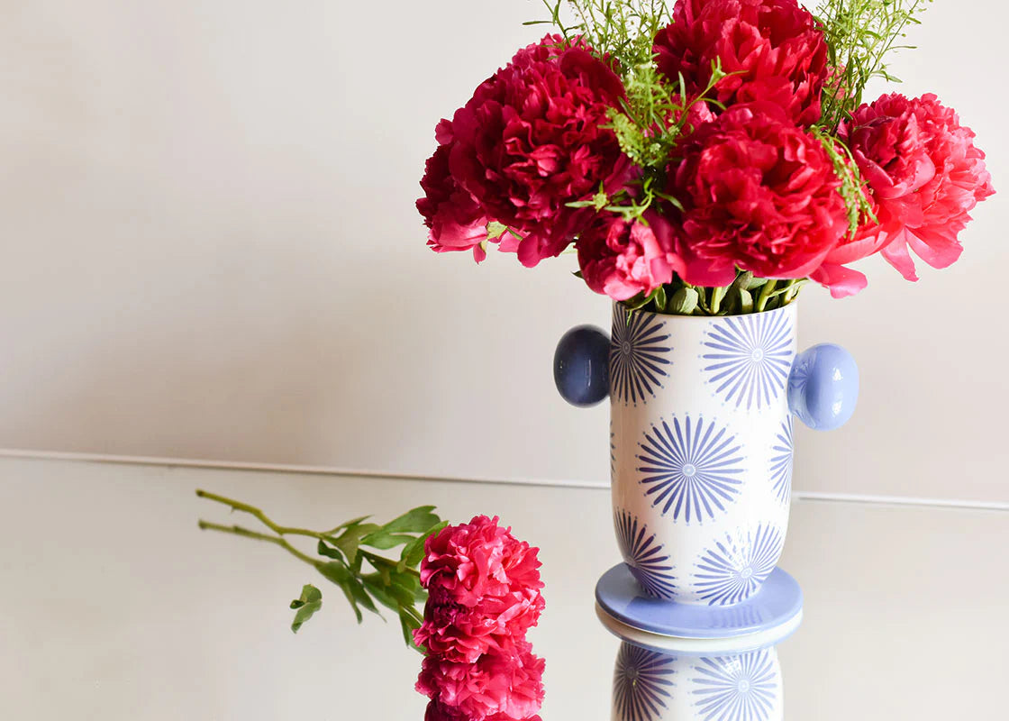 Iris Blue Large Cylinder Vase with Knob Handles – Ye Peddler Gift Shoppe